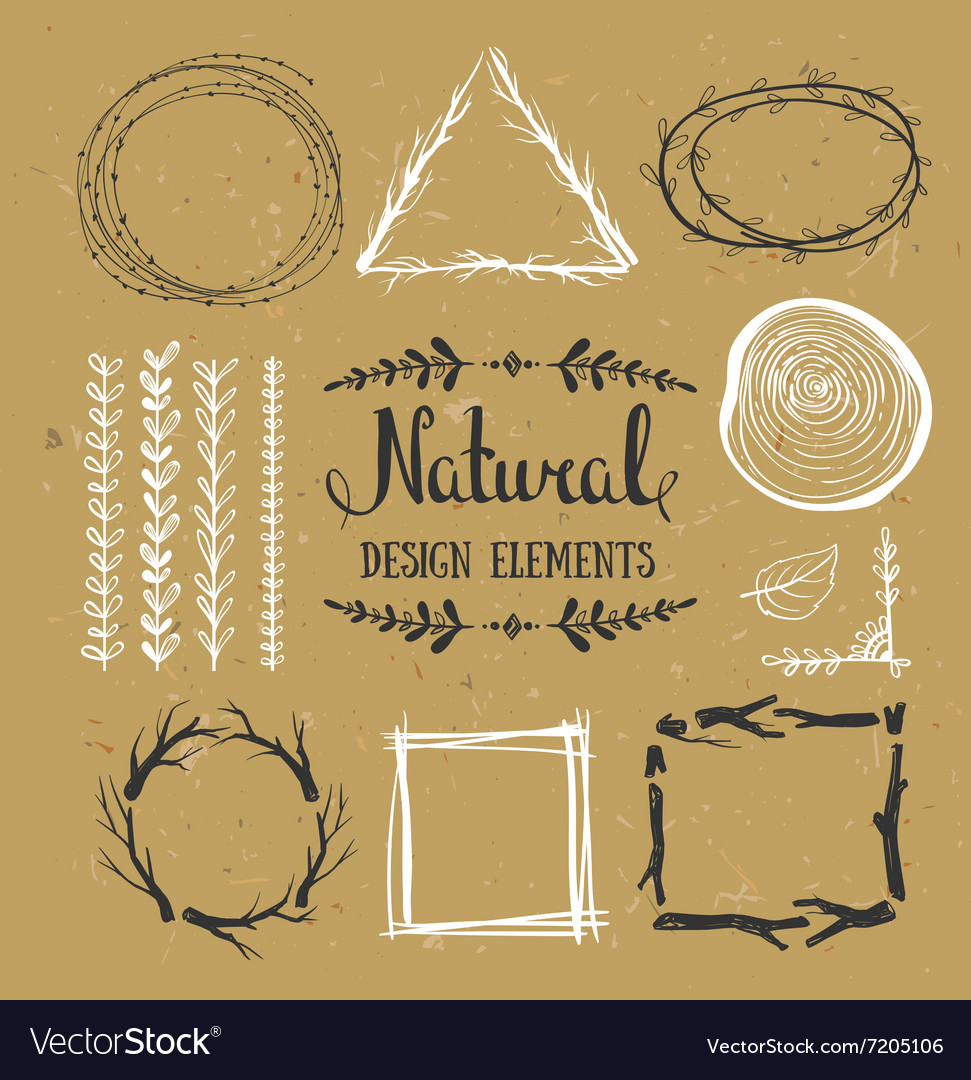Natural design elements forest frames Royalty Free Vector