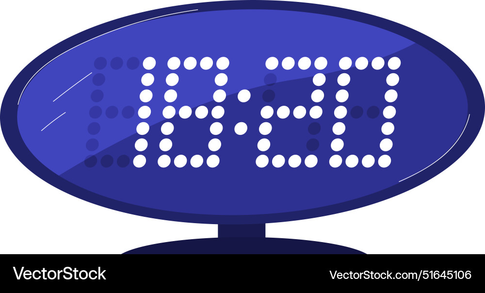 Oval digital clock displaying time 920 blue white Vector Image