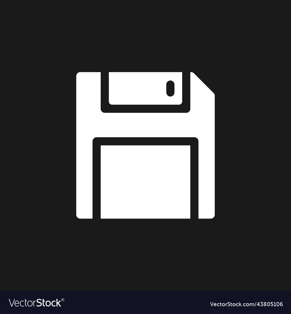 Save dark mode glyph ui icon Royalty Free Vector Image