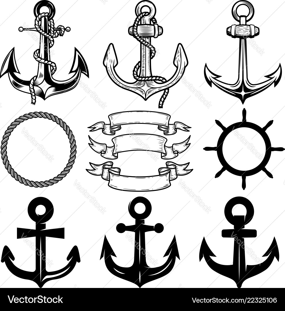 Set anchors label and logos design template Vector Image