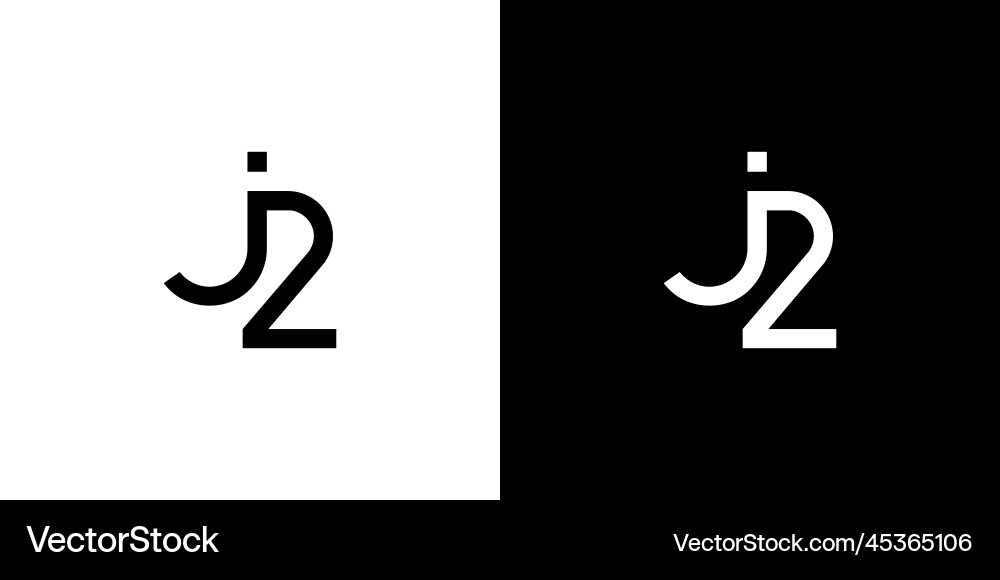 Unique and modern j2 letter logo design 5 Vector Image