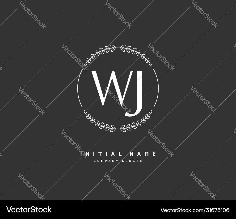 W j wj beauty initial logo handwriting Royalty Free Vector