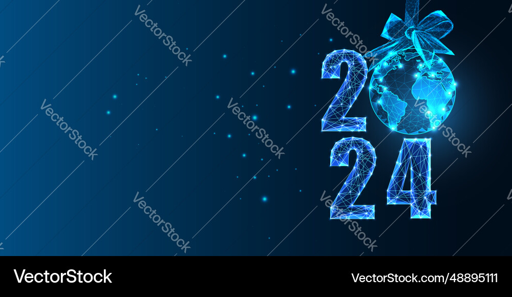 Abstract 2024 happy new year digital web banner Vector Image