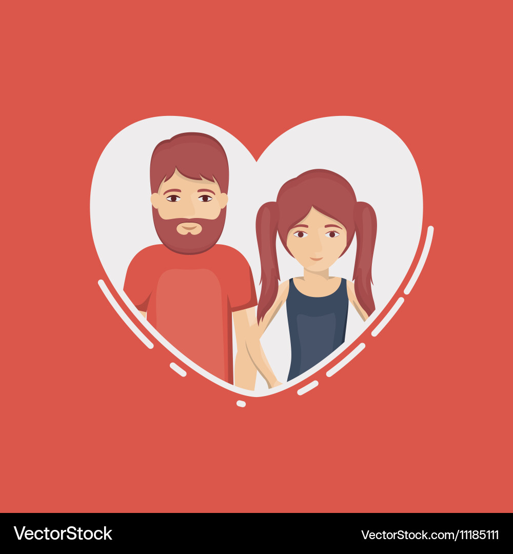 Couple cartoon inside heart design Royalty Free Vector Image
