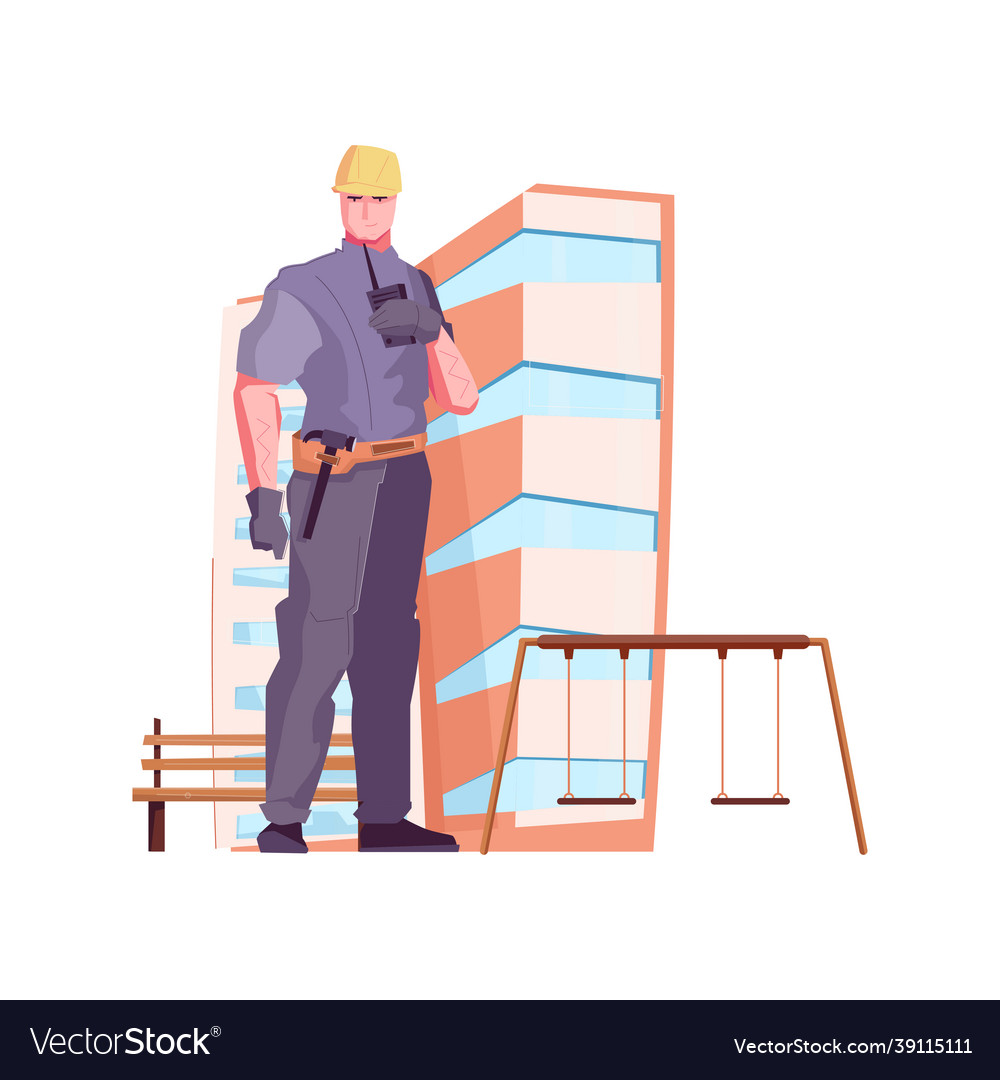 Foreman flat composition Royalty Free Vector Image