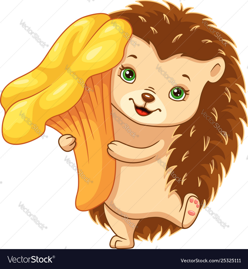 Hedgehog with mushroom Royalty Free Vector Image