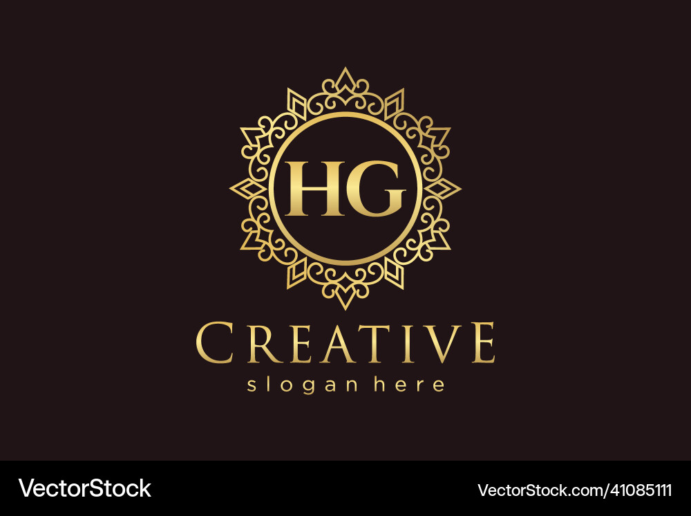 Hg initial letter luxury calligraphic feminine Vector Image