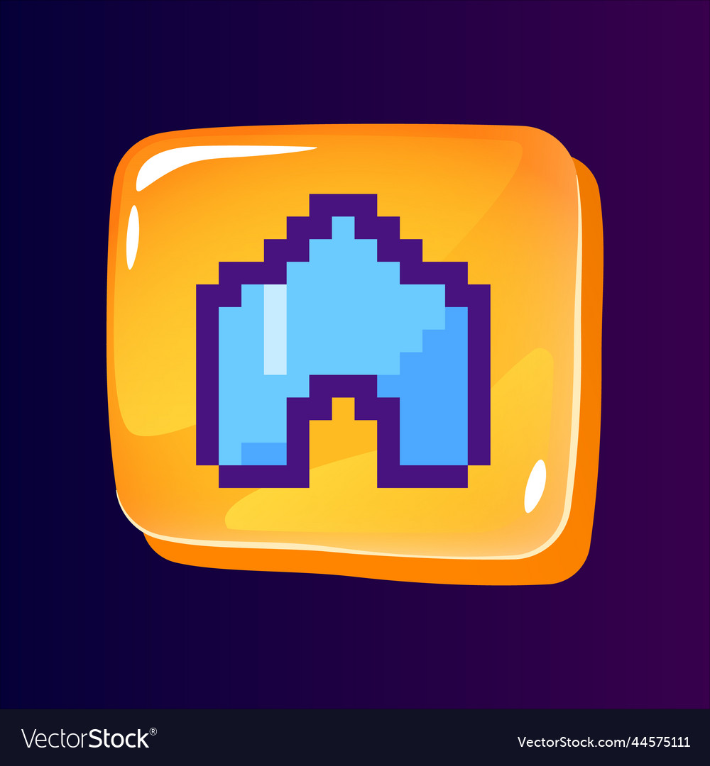 Home page glossy ui button with pixelated color Vector Image