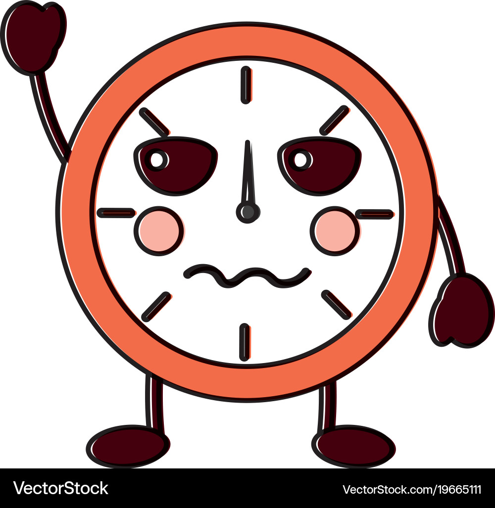 Kawaii round clock time cartoon character Vector Image