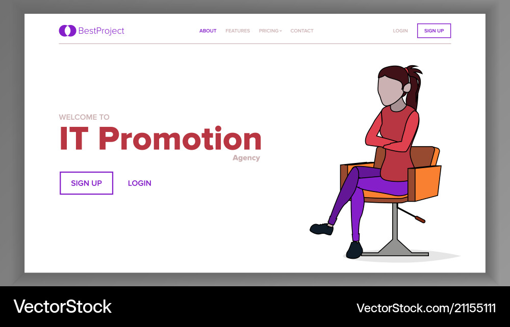 Modern landing page concept woman line Royalty Free Vector