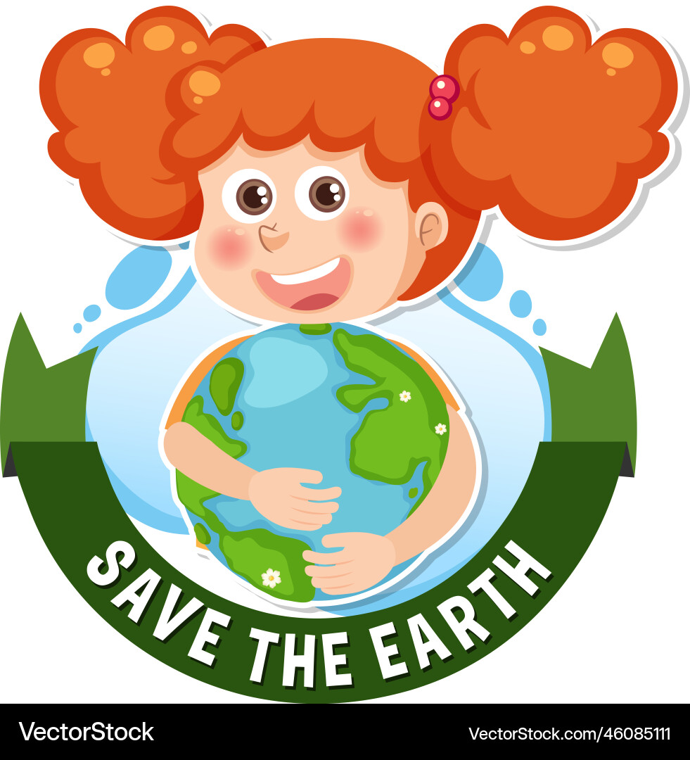 Save the earth text for banner or poster design Vector Image