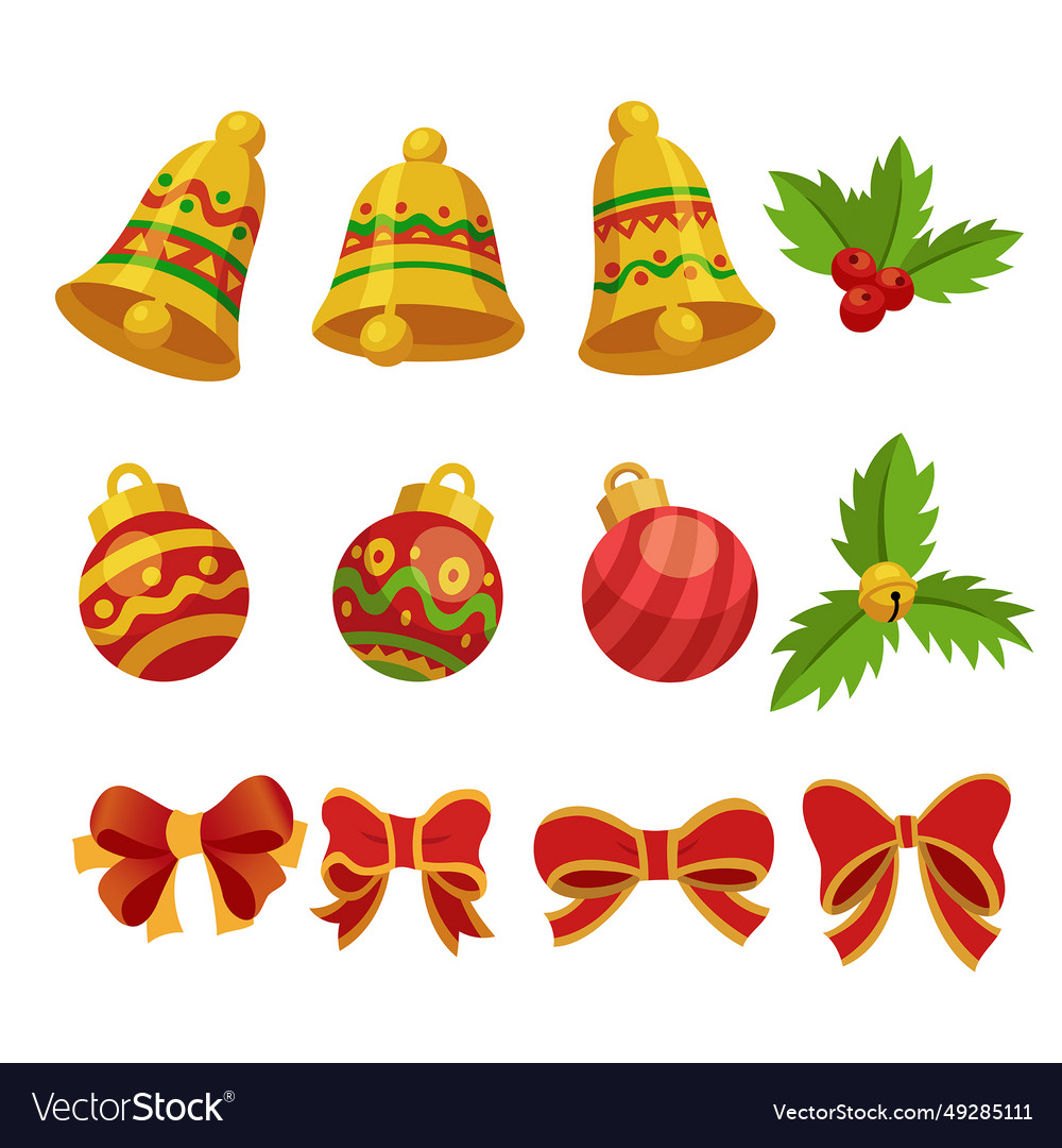 Set of christmas decorations collection Royalty Free Vector