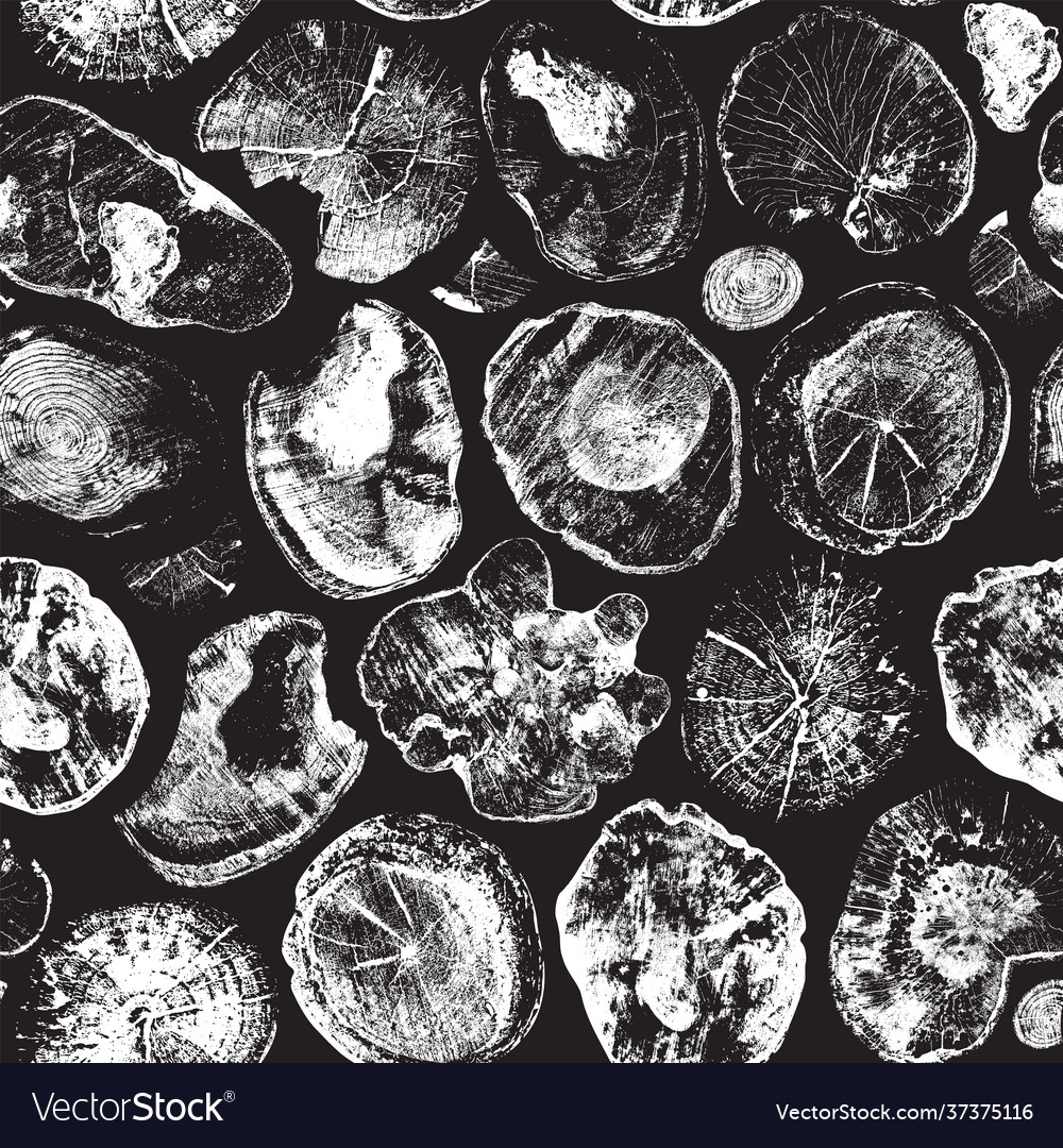 Abstract seamless pattern with saw cut tree trunks