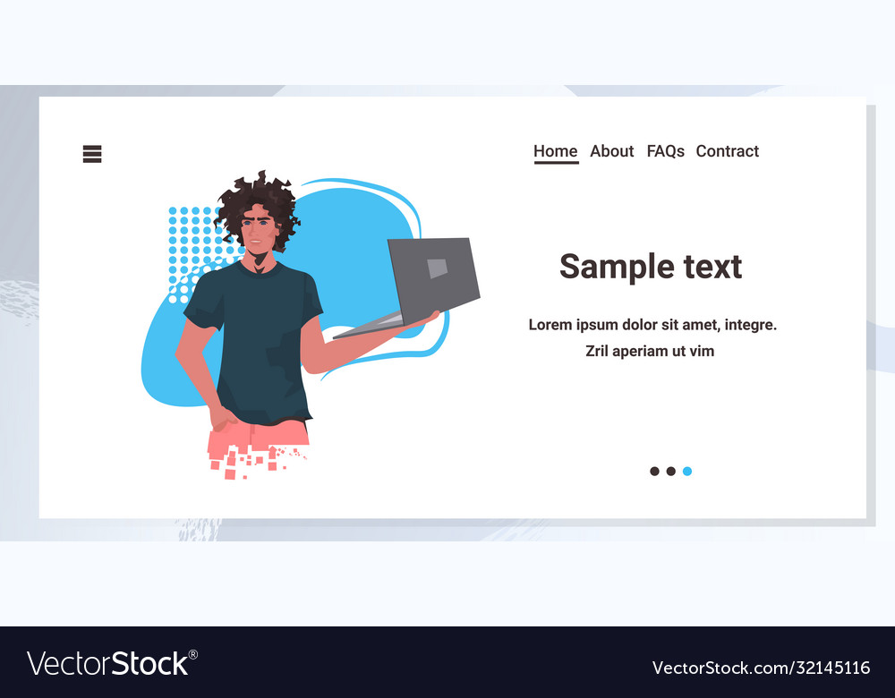 Businessman holding laptop african american guy Vector Image