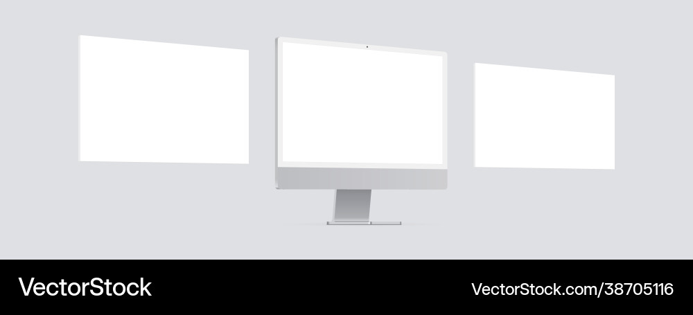 Computer monitor mockup with blank web screens Vector Image