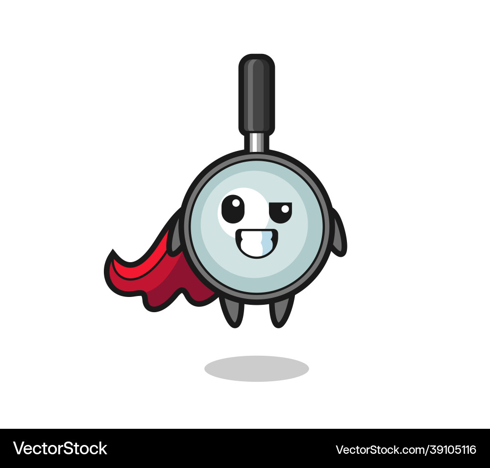 Cute magnifying glass character as a flying Vector Image