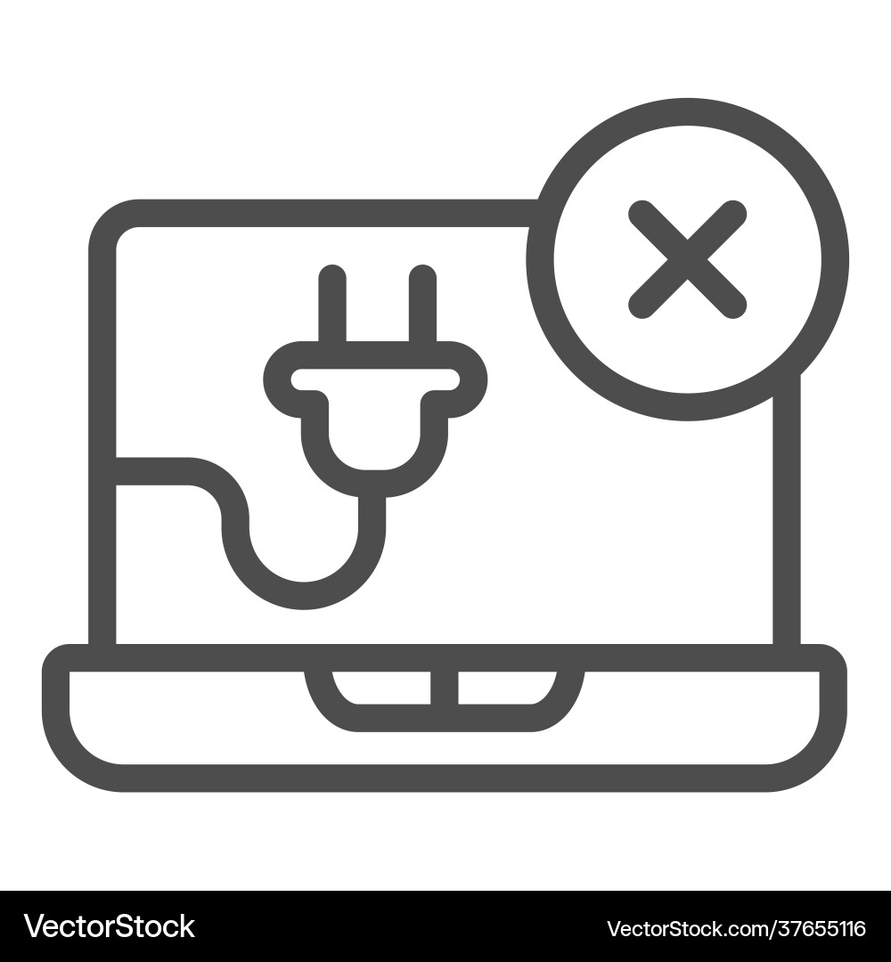 Disconnected laptop line icon pcrepair concept Vector Image
