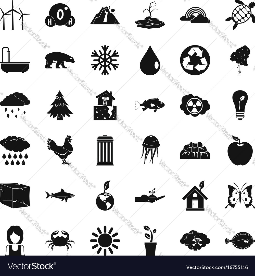 Earth icons set simple style Royalty Free Vector Image