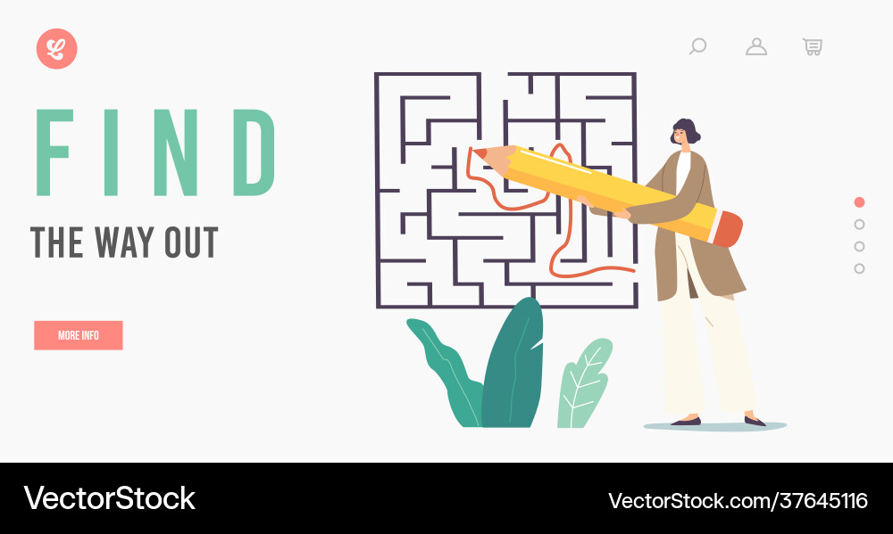 Find way out landing page template Royalty Free Vector Image