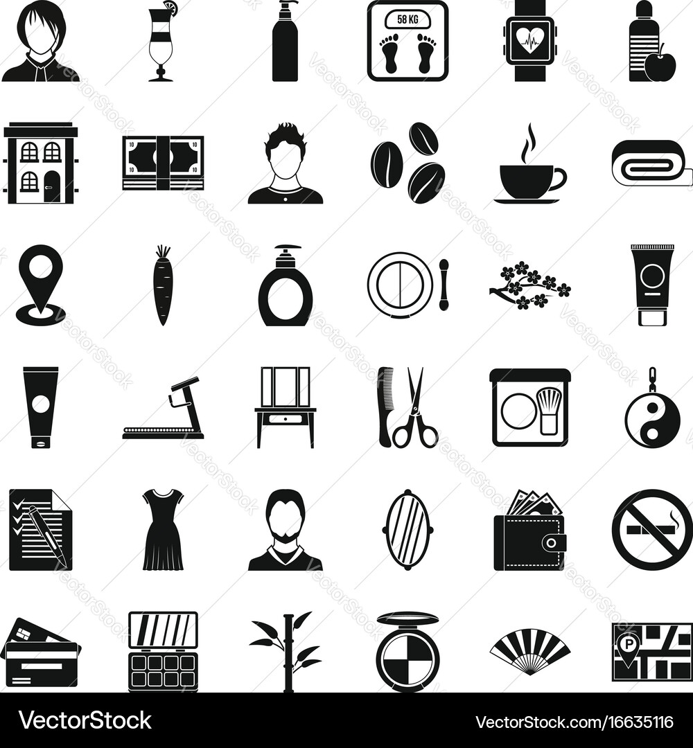 Hairdressing tool icons set simple style Vector Image