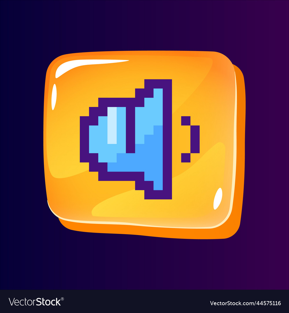 Low sound glossy ui button with pixelated color Vector Image