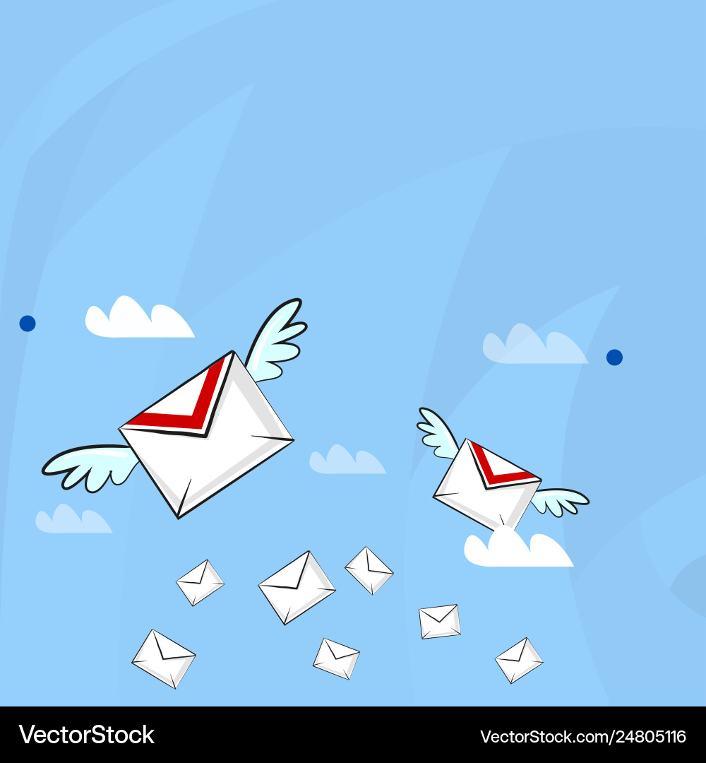 Many colorful airmail flying envelopes and two Vector Image