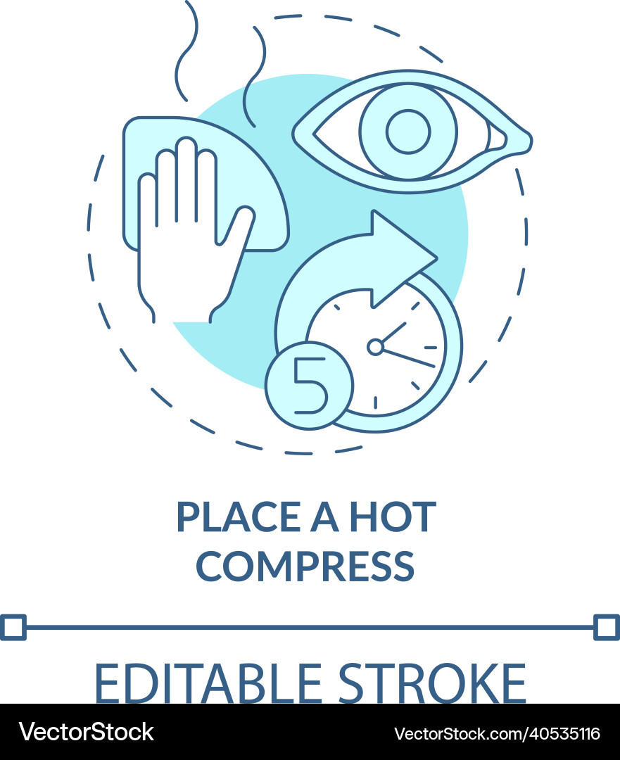 Place a hot compress blue concept icon Royalty Free Vector