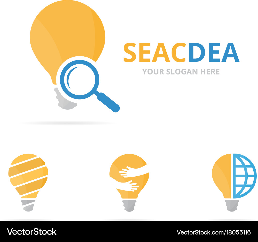 Set of lamp logo combination lightbulb Royalty Free Vector