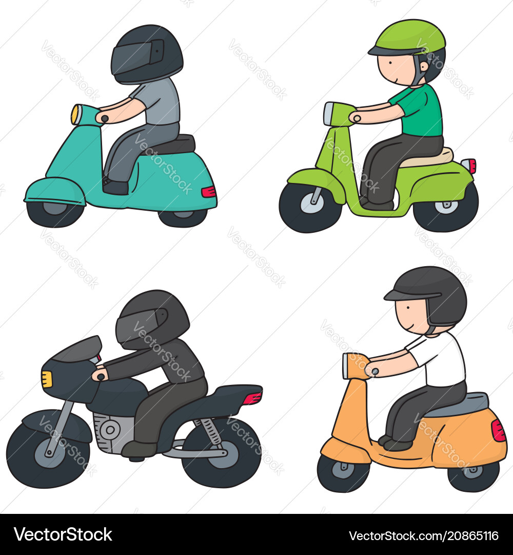 Set of riding motorcycle Royalty Free Vector Image
