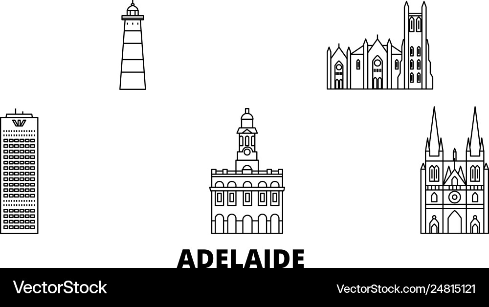Australia adelaide line travel skyline set Vector Image
