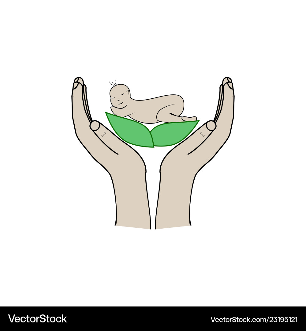 Baby on hands white background sign modern Vector Image