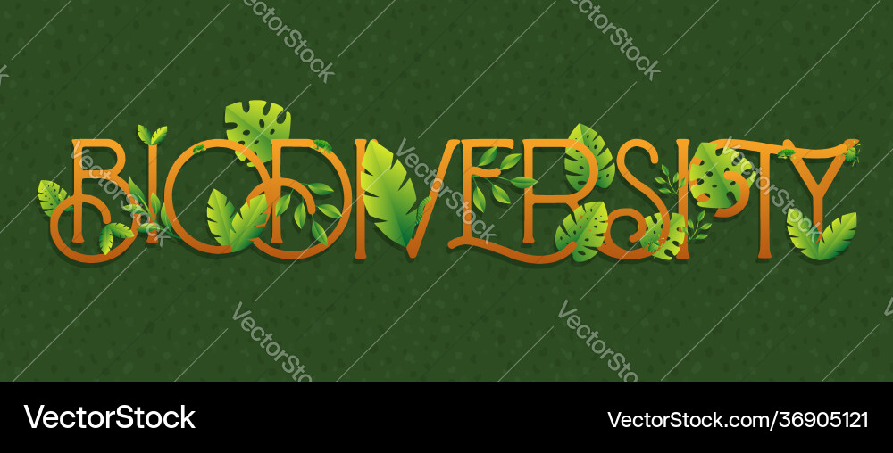 Biodiversity green plant leaf banner sign Vector Image
