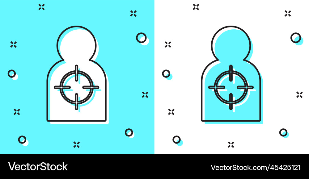 Black line human target sport for shooting icon Vector Image