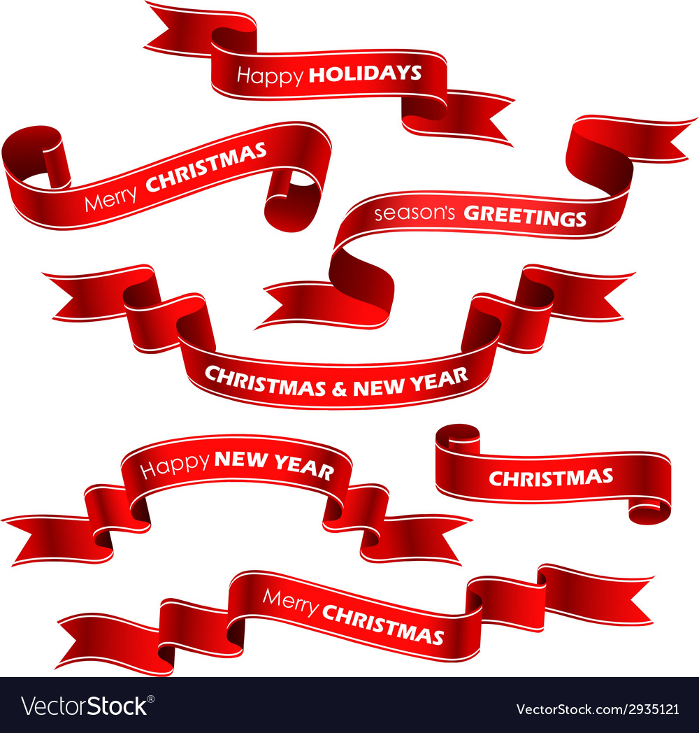 Christmas ribbons Royalty Free Vector Image - VectorStock
