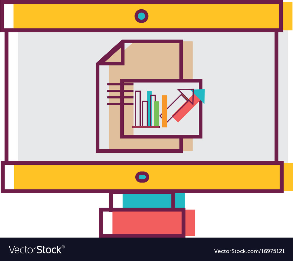 Computer with company document and statistics Vector Image