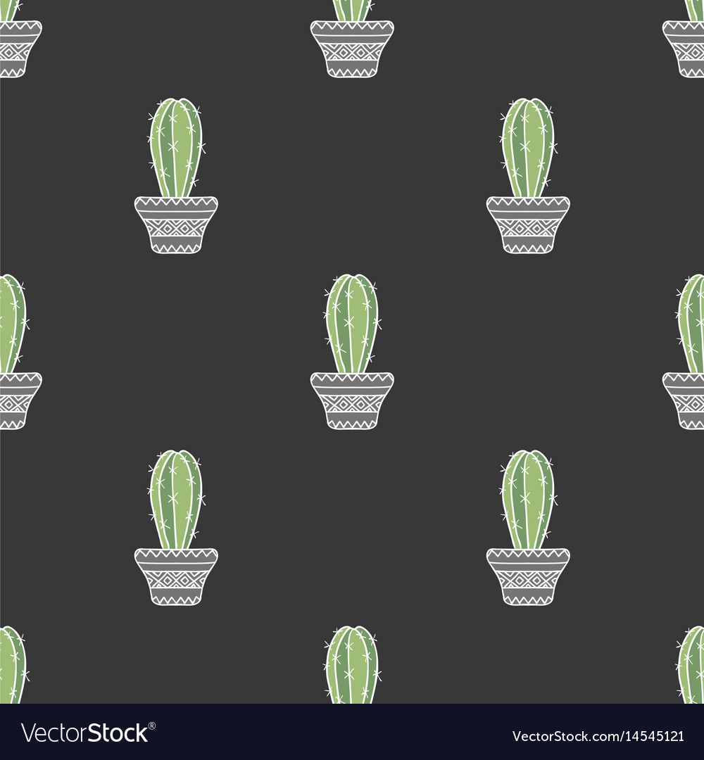 Cute hand drawn cactuse pattern Royalty Free Vector Image