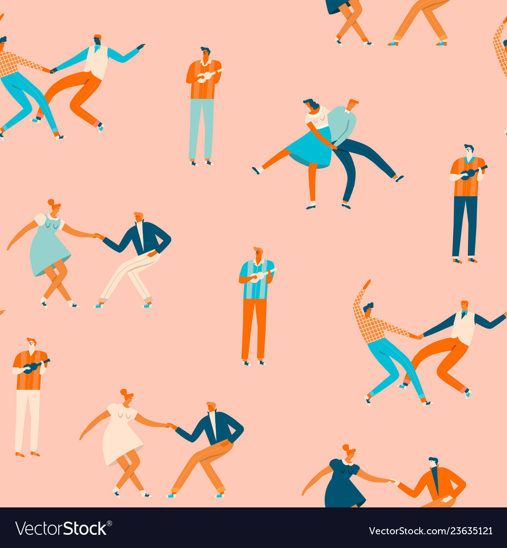 Dancing couples people seamless pattern Royalty Free Vector