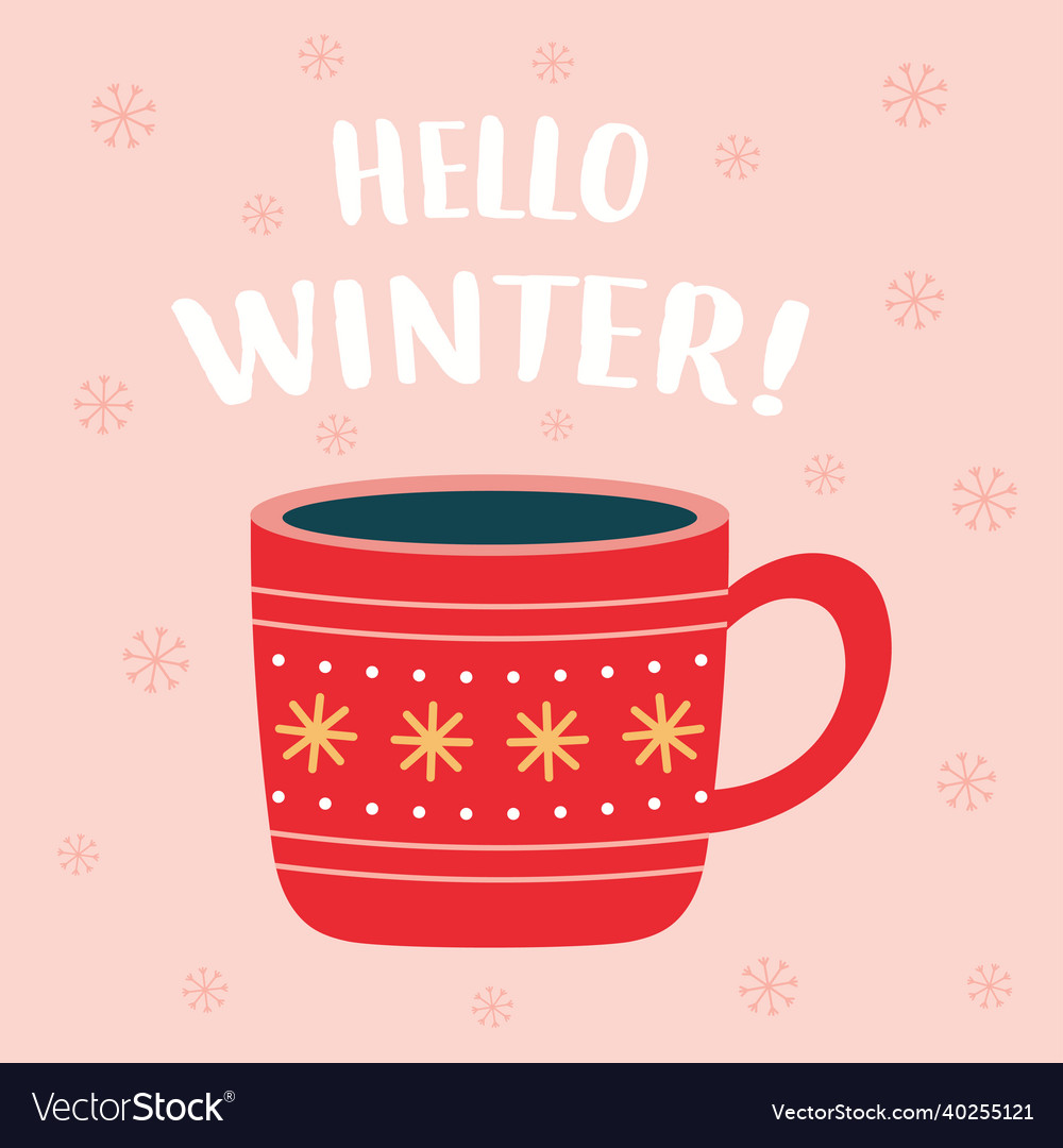 Holiday greeting card with cup Royalty Free Vector Image