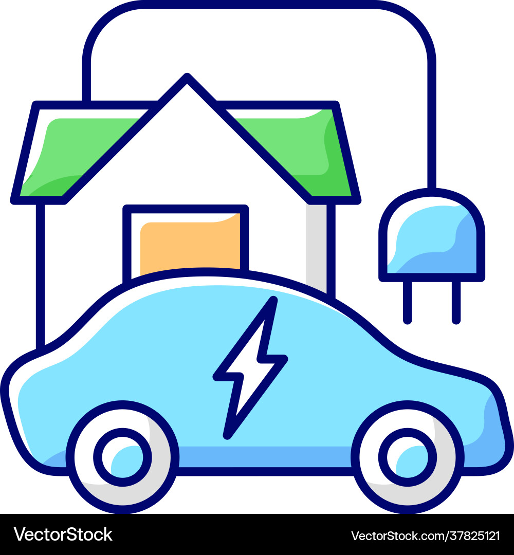 Home ev charging point rgb color icon Royalty Free Vector