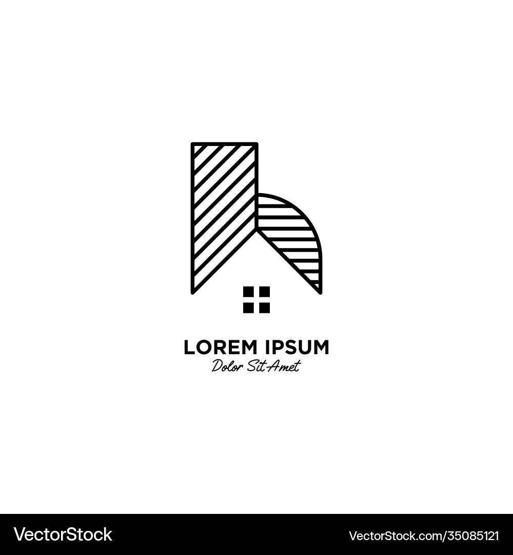 House home logo icon line outline monoline Vector Image