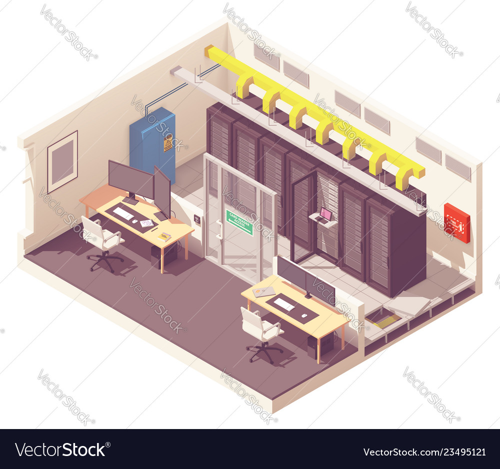 Isometric data center interior Royalty Free Vector Image