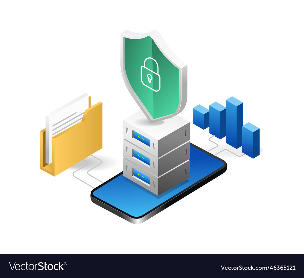 Isometric flat 3d concept of data security Vector Image