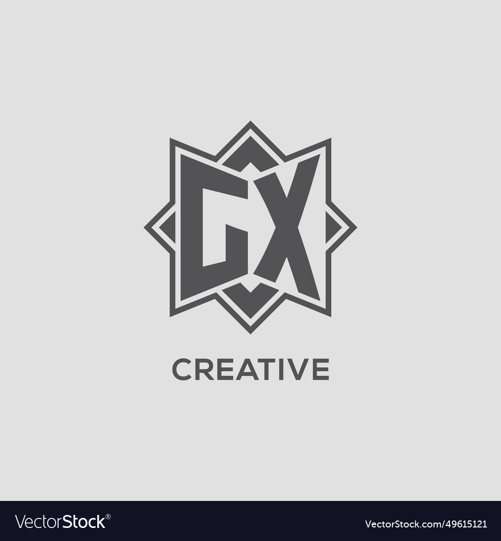 Monogram gx logo with eight point star style Vector Image