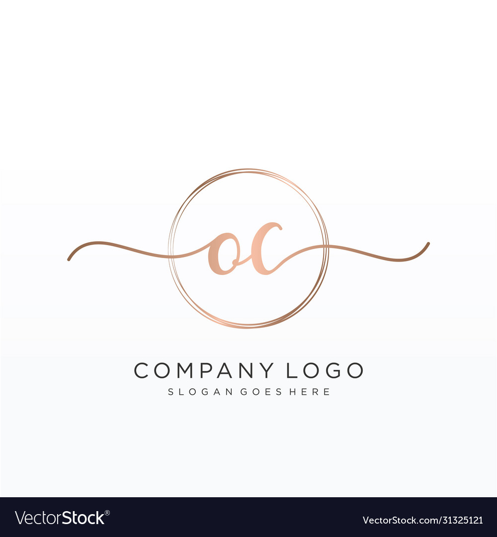 Oc initial handwriting logo design Royalty Free Vector Image