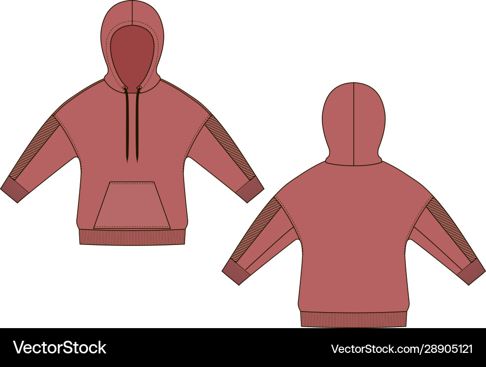 Red hoody fashion technical drawings flat Vector Image