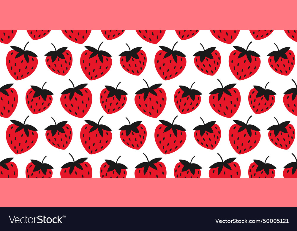 Red strawberries pattern seamless white Royalty Free Vector
