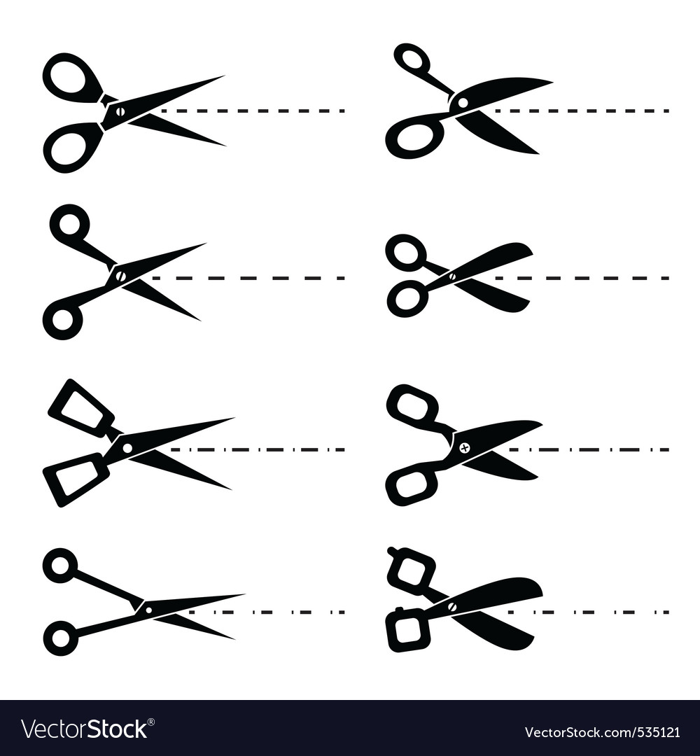 Scissors with cut lines Royalty Free Vector Image