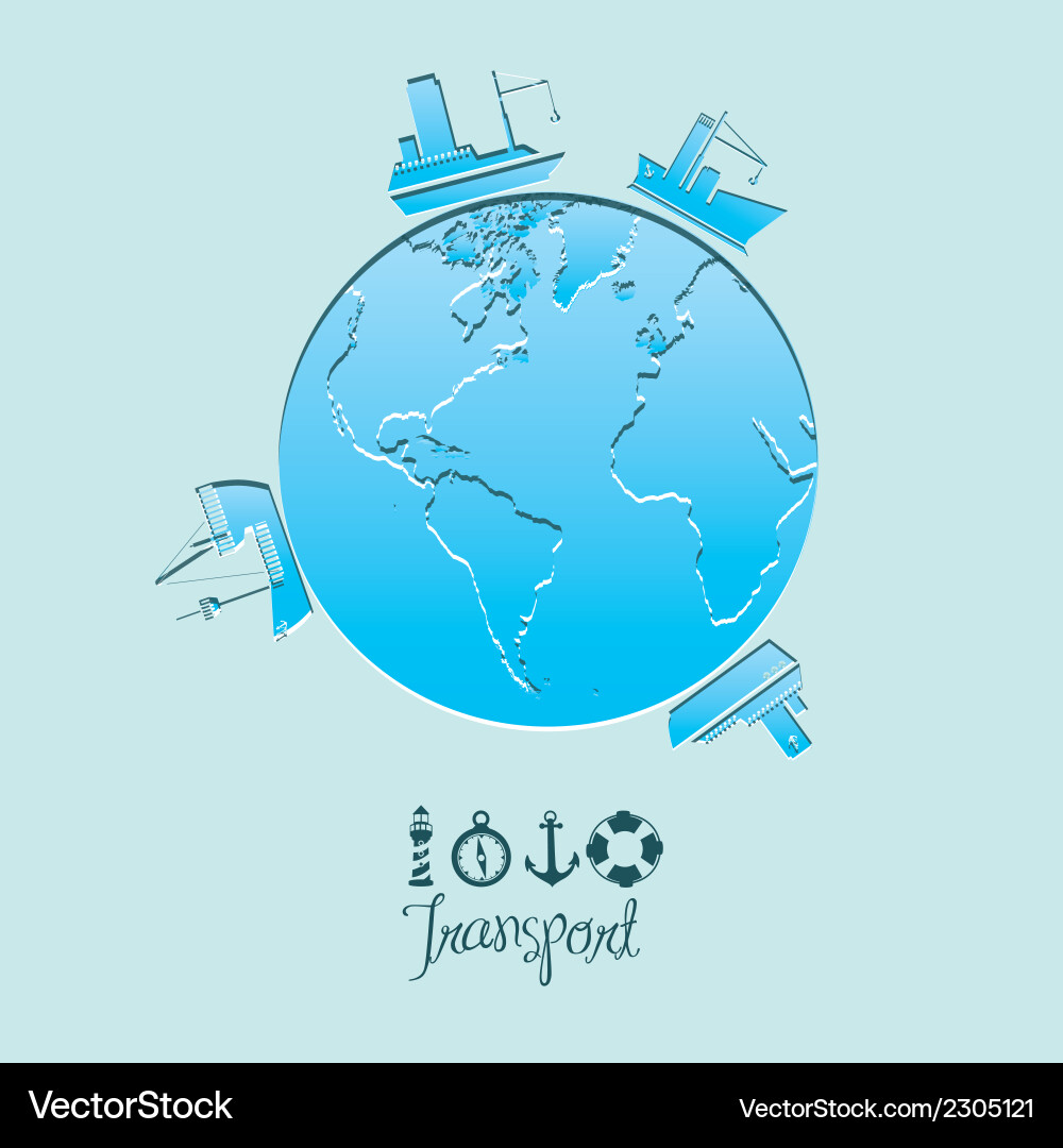 Transportation icons around world Royalty Free Vector Image