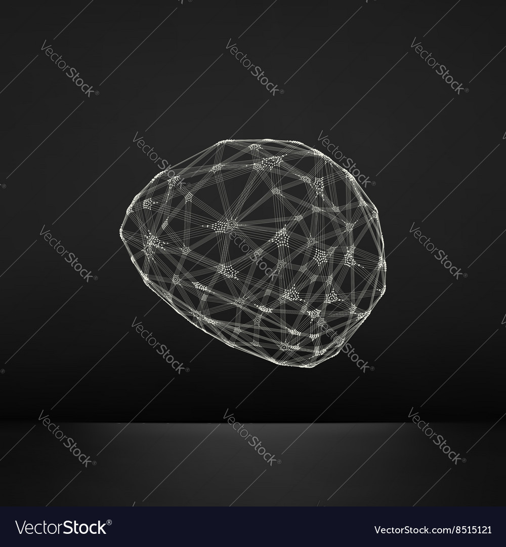 Wireframe Object With Lines And Dots Abstract 3d Vector Image 5943