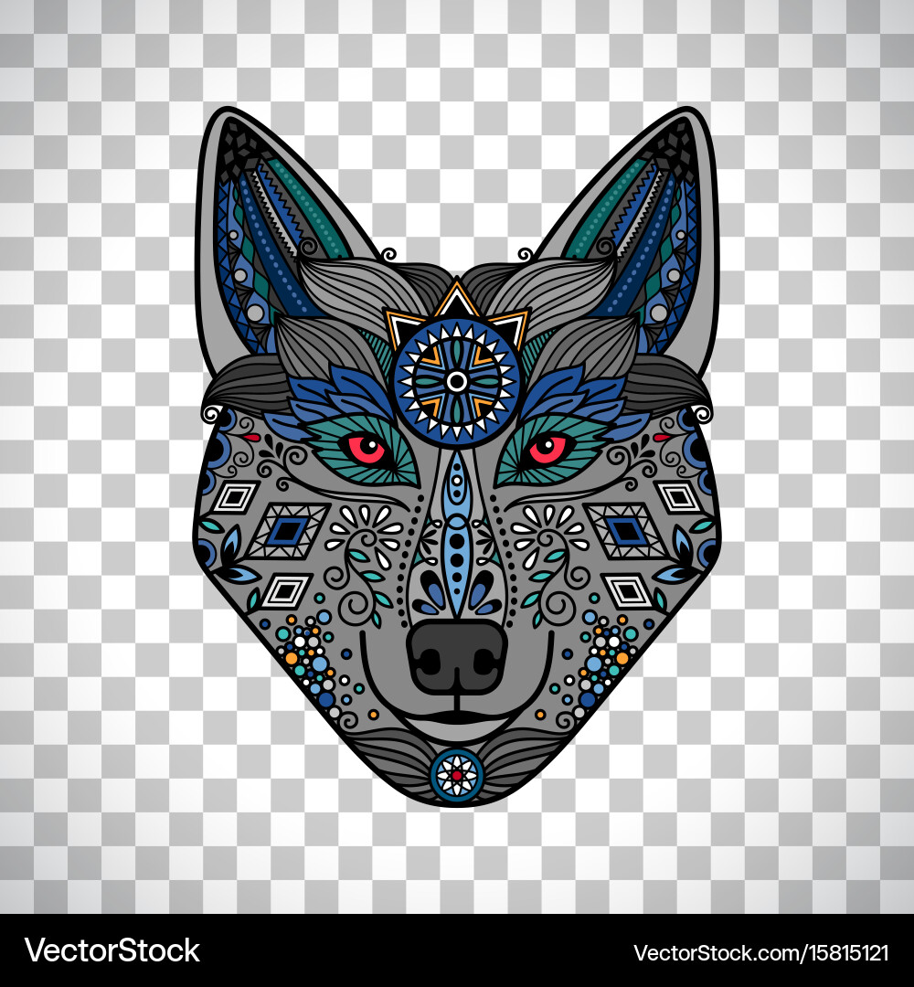 Wolf poster in ethnic boho style Royalty Free Vector Image